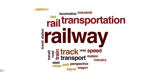 Railway animated word cloud, text design... | Stock Video | Pond5
