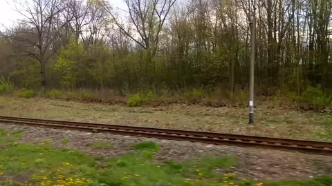 Railway from moving train window | Stock Video | Pond5
