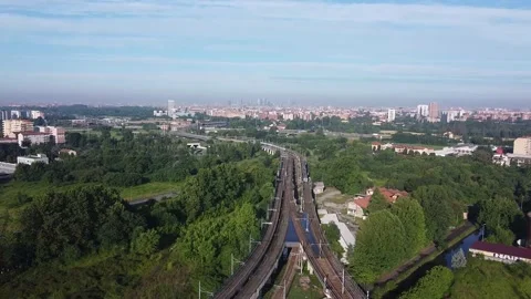 Railway track intersection with skyline ... | Stock Video | Pond5