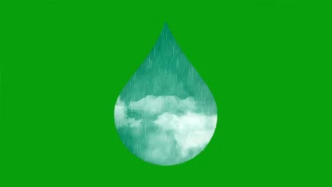 Rain and clouds in water drop with green... | Stock Video | Pond5