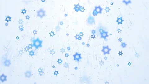 Rain of blue rotating stars of david and... | Stock Video | Pond5