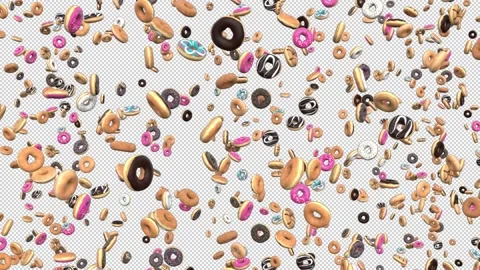 Rain of doughnuts - 3d render looped wit... | Stock Video | Pond5