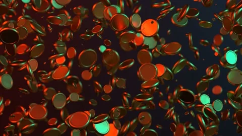 Rain of gold coins falls down on dark ba... | Stock Video | Pond5