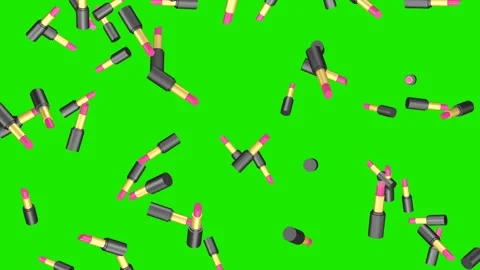 Rain of pink lipsticks falling on green ... | Stock Video | Pond5