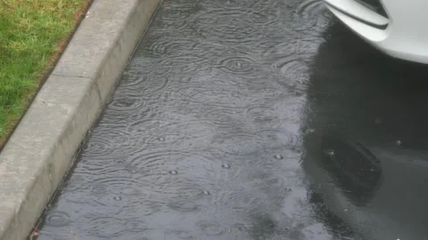 Rain Puddle Rings Forming On The Ground;... | Stock Video | Pond5