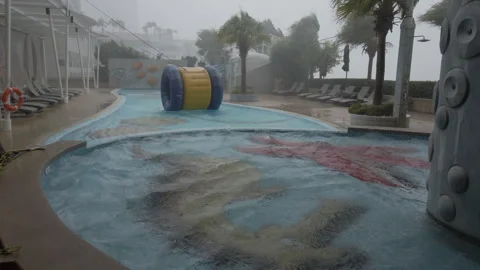 Rain Season Tropical Storm swimming pool... | Stock Video | Pond5