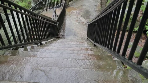 Rain on Steps Flooding Stairs Making a R... | Stock Video | Pond5