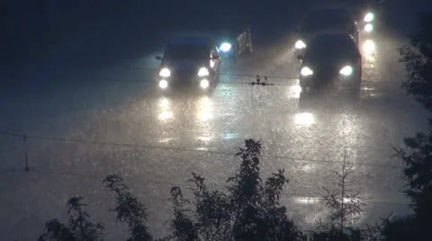 Rain, Storm,Wind and heavy rain at night... | Stock Video | Pond5