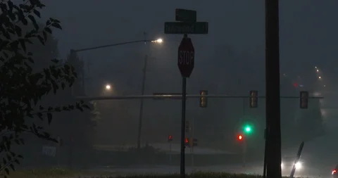 Rain - Thunderstorm - Stop Sign | Stock Video | Pond5