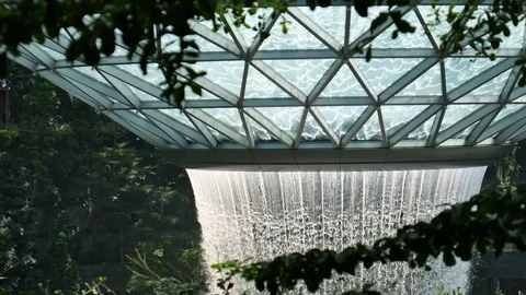 Rain Vortex waterfall, Jewel Changi Airp... | Stock Video | Pond5