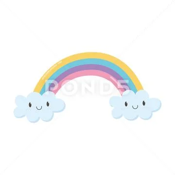 Rainbow clouds fantasy magic cartoon icon design white background ...