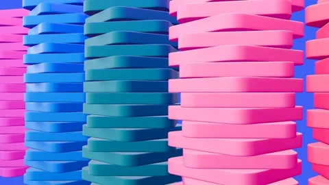 Rainbow colored pillars rotating, looped... | Stock Video | Pond5