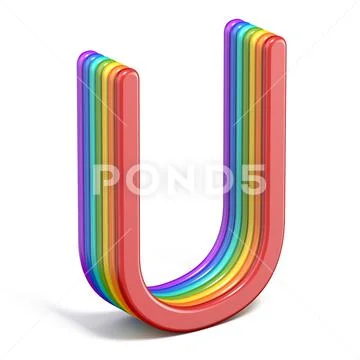 Rainbow font letter U 3D ~ Clip Art ~ Download Now #88718523