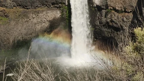 Rainbow forms in mist below Palouse Wate... | Stock Video | Pond5