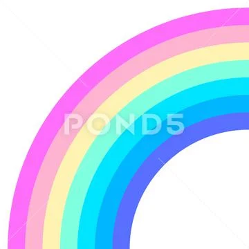 Rainbow half arc shape, quarter circle, pastel neon spectrum colors ...
