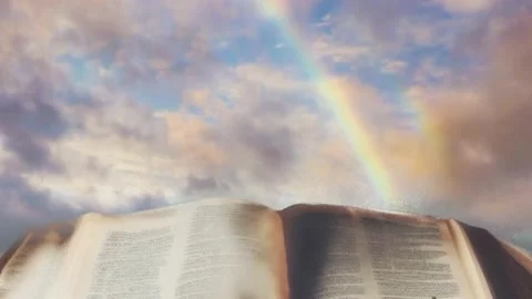 Rainbow over open Bible looping backgrou... | Stock Video | Pond5