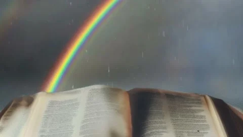 Rainbow over open Bible looping backgrou... | Stock Video | Pond5