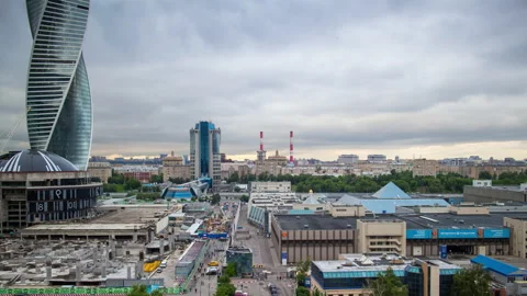 rainy moscow city block construction roo... | Stock Video | Pond5