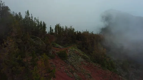 Rainy weather in mountains. Misty fog bl... | Stock Video | Pond5