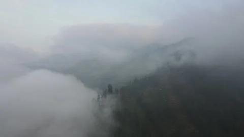 Rainy weather in mountains. Misty fog bl... | Stock Video | Pond5