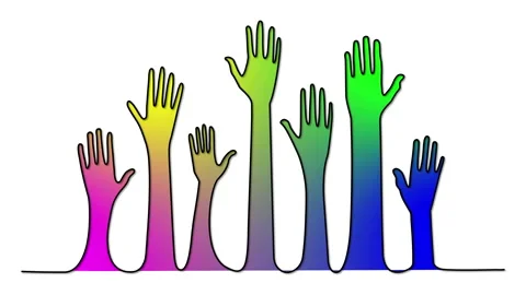 Raised hands self drawing animation. Lum... | Stock Video | Pond5