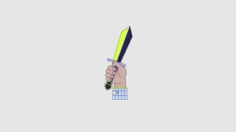 Raising up sword line 2D character hand ... | Stock Video | Pond5