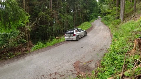 Rally car drives at high speed along a n... | Stock Video | Pond5