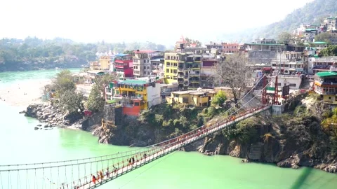 Ram Jhula This long famous pedestrian su... | Stock Video | Pond5