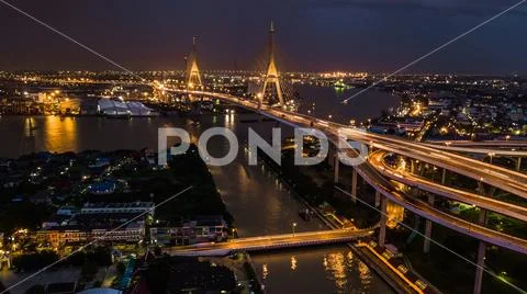 Rama 9 Bridge in Thailand. The landmark. The symbol is the symbol of ...