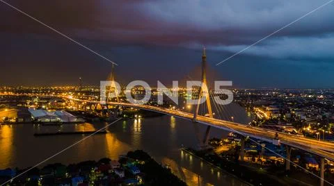 Photograph: Rama 9 Bridge in Thailand. The landmark. The symbol is the ...