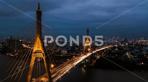 Rama 9 Bridge in Thailand. The landmark. The symbol is the symbol of ...