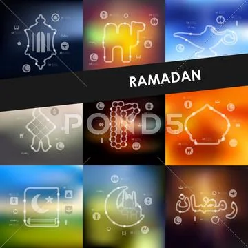 Ramadan timeline infographics with blurred background: Graphic #54598053