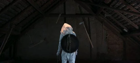 Random Man Standing In Attic Surrounded ... | Stock Video | Pond5