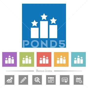 Ranking flat white icons in square backgrounds: Royalty Free #151941826
