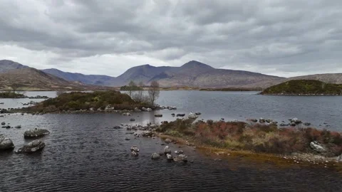 Rannoch Moor from a drone over Loch Ba a... | Stock Video | Pond5