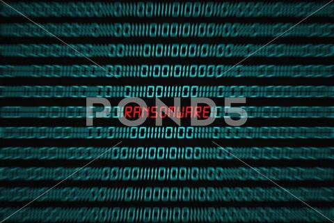 Ransomware popping out from a binary code sequence: Royalty Free #241632422