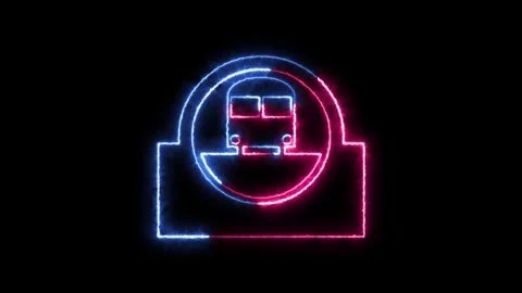 Rapid transit icon neon fire blue pink c... | Stock Video | Pond5