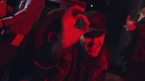 Rapper reads rap on the background of cr... | Stock Video | Pond5