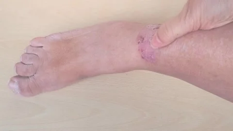 rash, hives, itchy skin on leg, inflamma... | Stock Video | Pond5