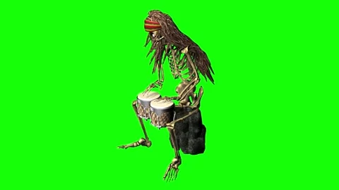 Rastafarian Skeleton Playing Bongos Gree... | Stock Video | Pond5