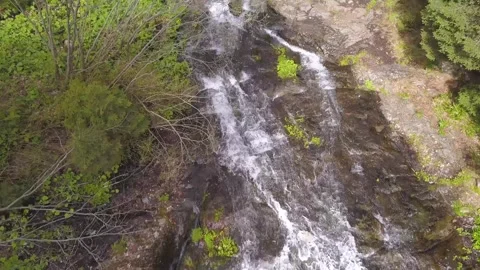 Rausor waterfall, Romania seen from dron... | Stock Video | Pond5