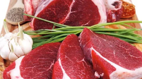 raw uncooked fat lamb rib and fillet | Stock Video | Pond5