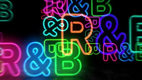 R&B Rhythm and blues music neon symbol 3... | Stock Video | Pond5