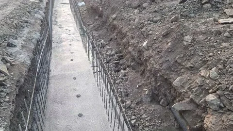 RCC Drain base Slab. Rebar for construct... | Stock Video | Pond5