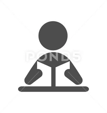 Read book man flat icon pictogram isolated on white: Royalty Free #73989846