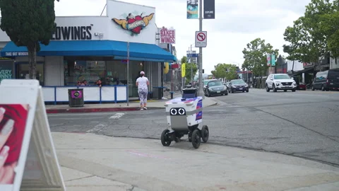 Real delivery robot crossing the interse... | Stock Video | Pond5