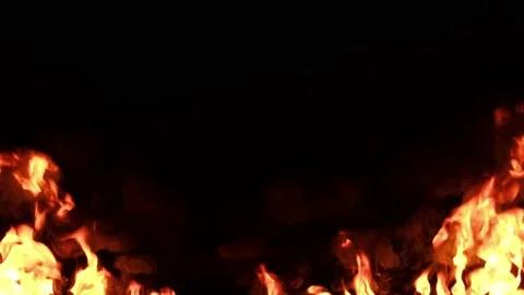Real fire flames with smoke on black bac... | Stock Video | Pond5