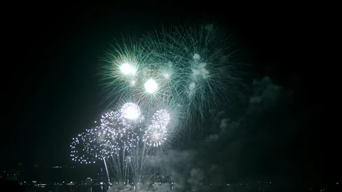 Real fireworks exploding celebration fra... | Stock Video | Pond5
