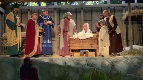 Real life Nativity scene. Baby Jesus in ... | Stock Video | Pond5