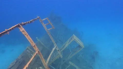 Real Old Sunken Ship Wreck Underwater at... | Stock Video | Pond5